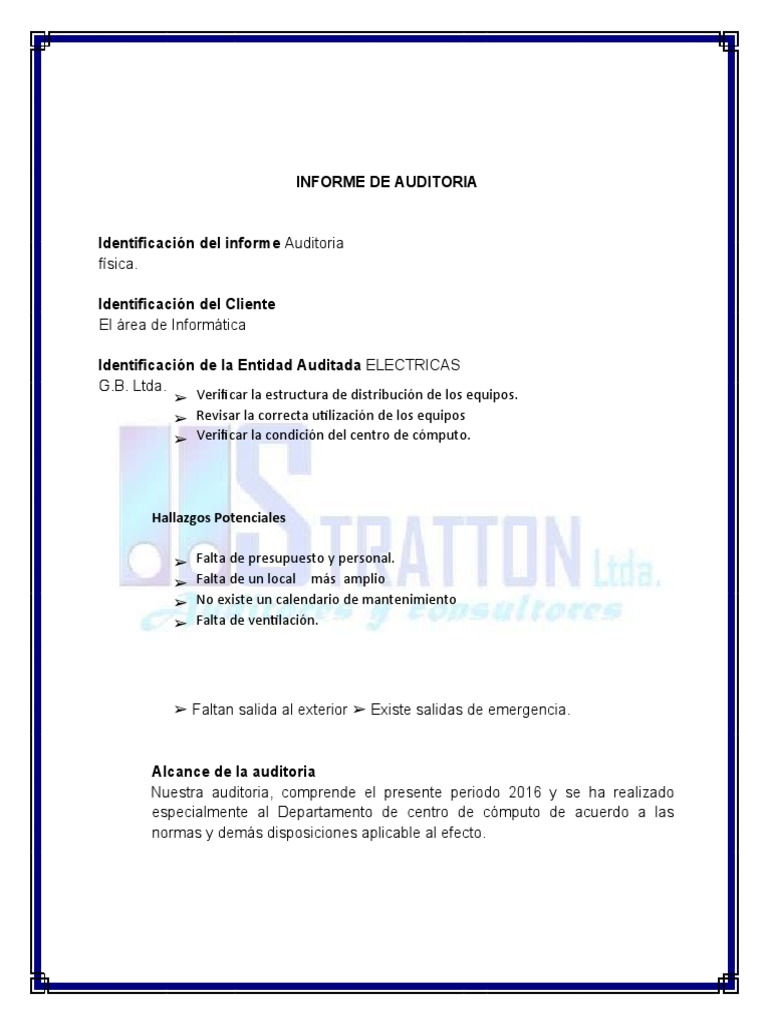 Informe Preliminar | PDF | Auditoría | Software