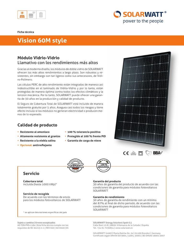 Datasheet 60M Style Es PDF | PDF | Fotovoltaica | Química