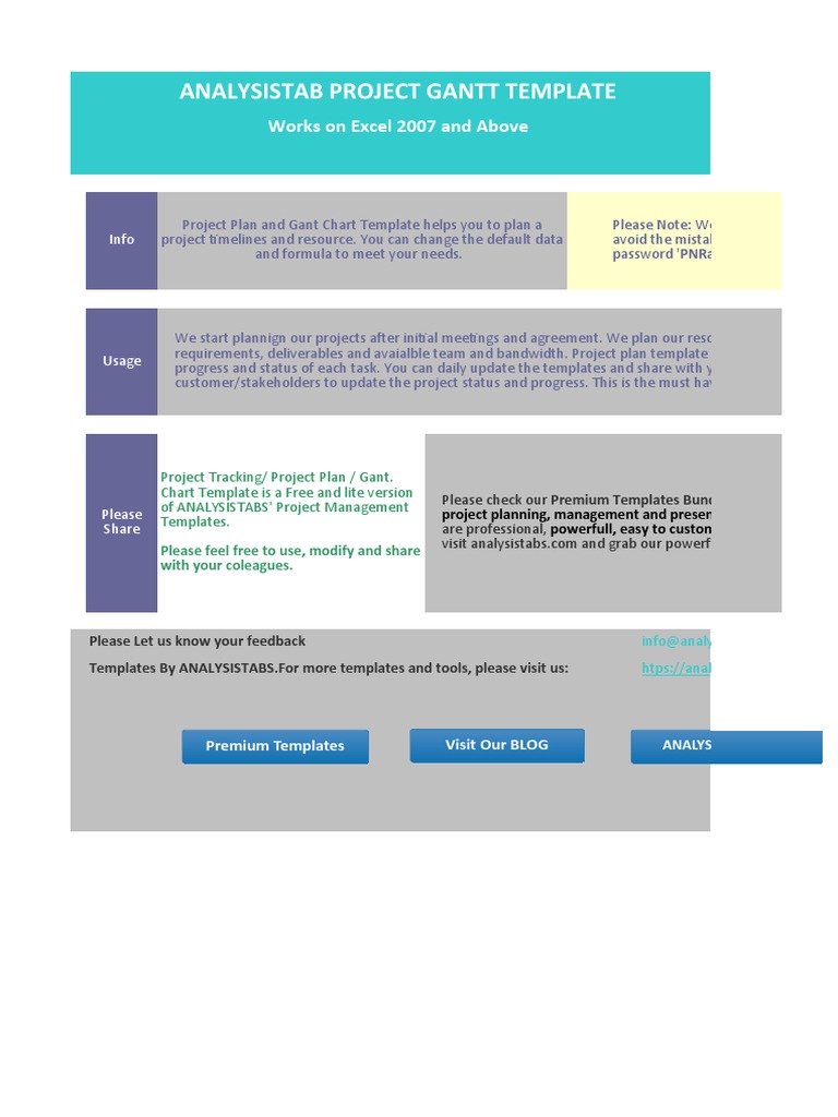 ANALYSISTABS Project Plan Excel Template 2003 | PDF | Software | Computing