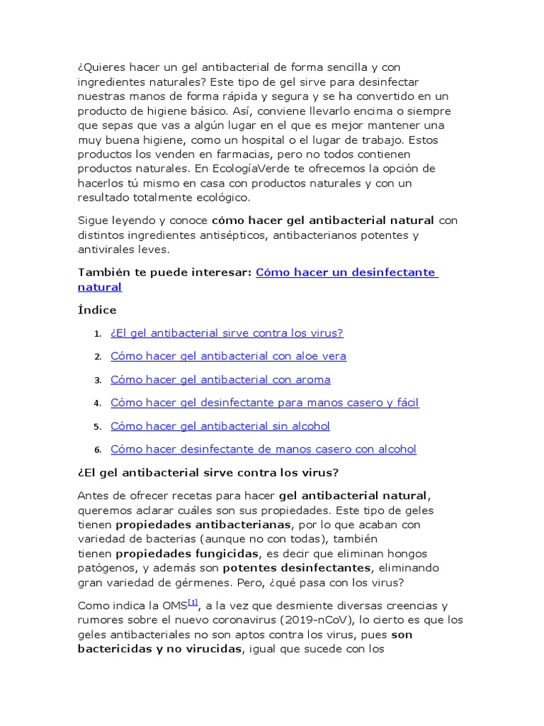 Gel Antibacterial | PDF | Especialidades Medicas | Ciencias de la Salud