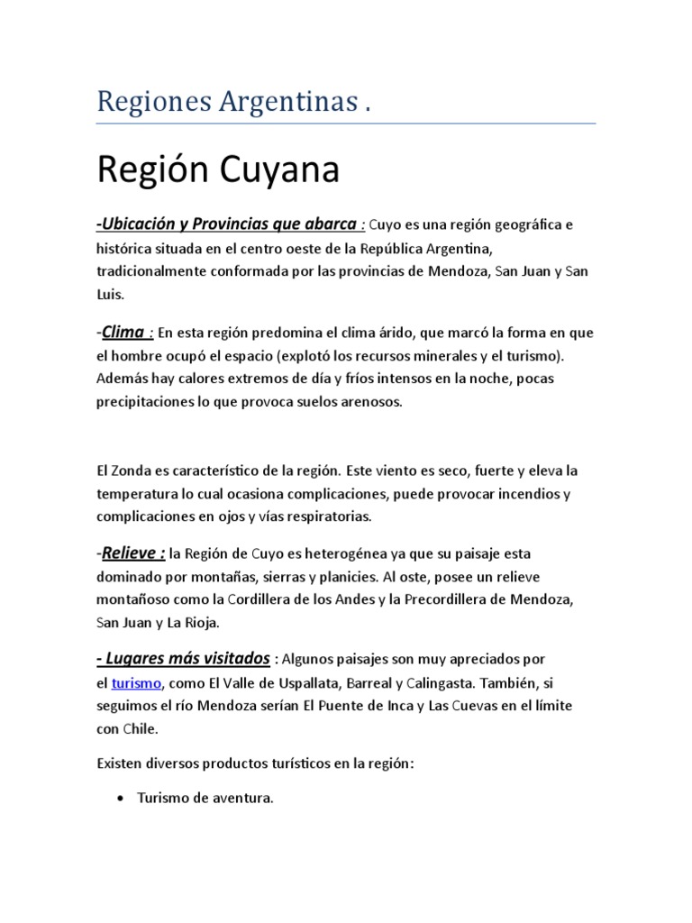 Región Cuyana | PDF | Argentina | Ciencias de la Tierra