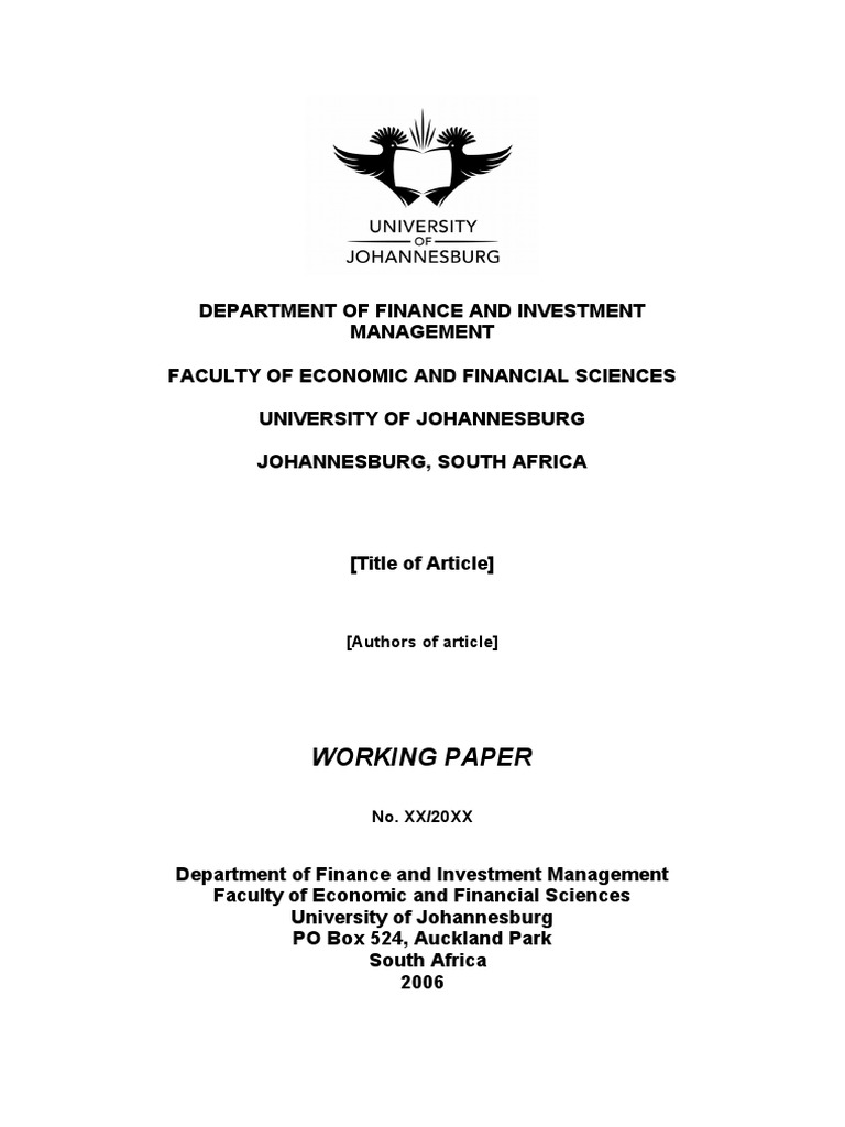 Working Paper Format Guidelines | PDF