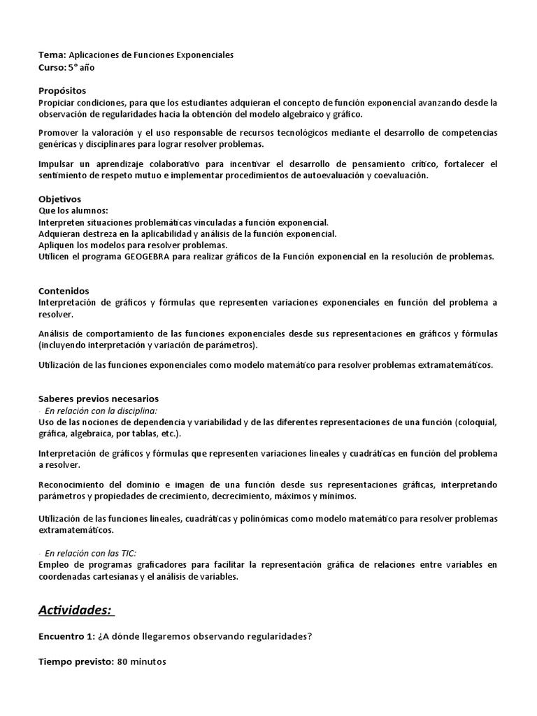 Aplicaciones de Funciones Exponenciales | PDF | Funcion exponencial ...