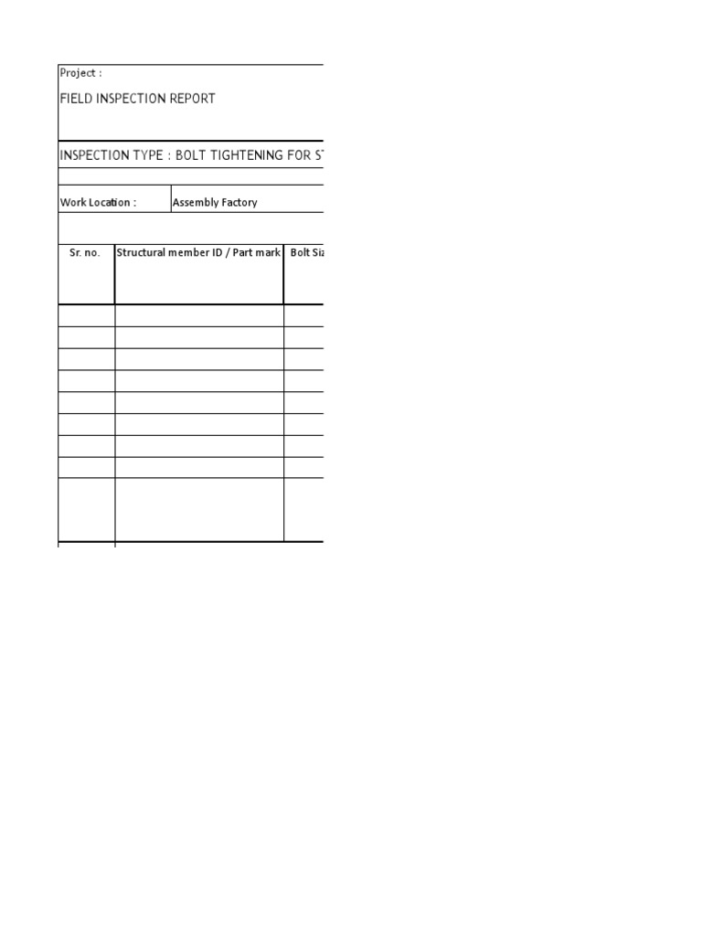 Bolt Tightening Inspection Format | PDF