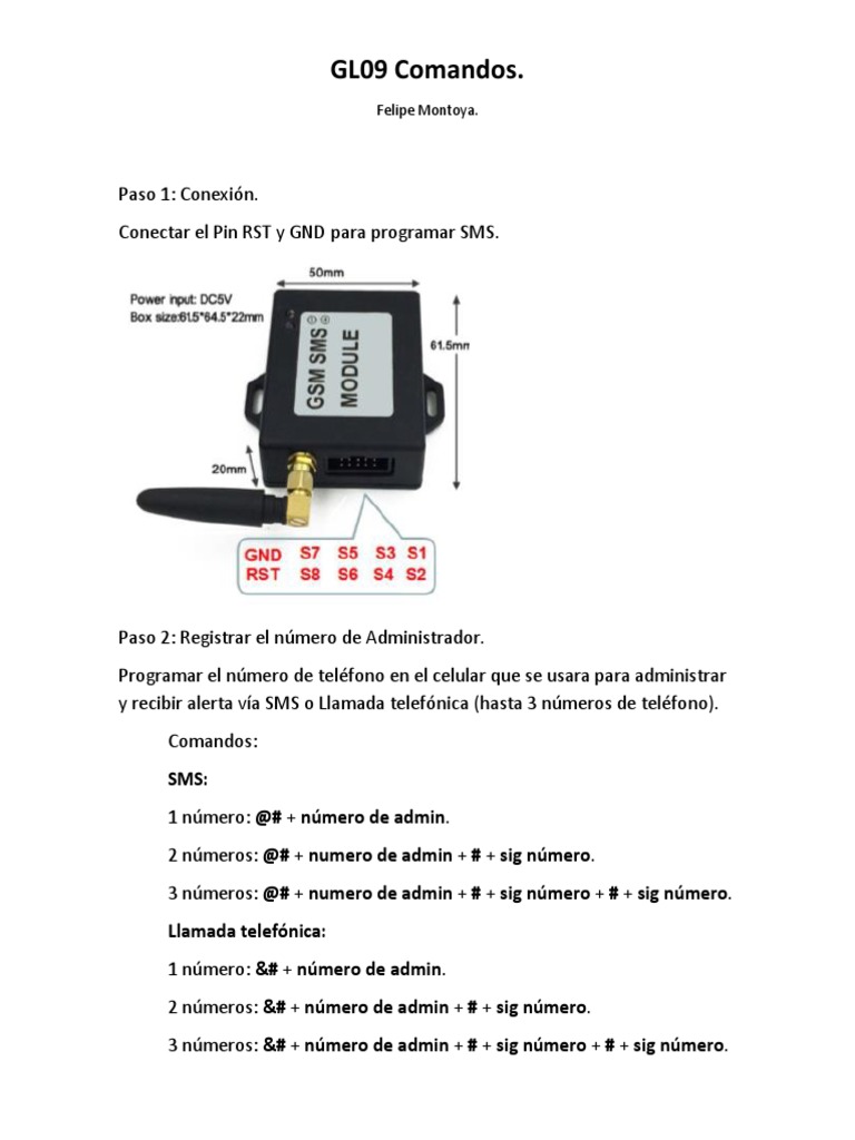 Comandos GL09 GSM Alarm | PDF