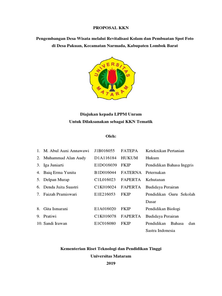 Proposal KKN Tematik Pakuan 2019 PDF | PDF