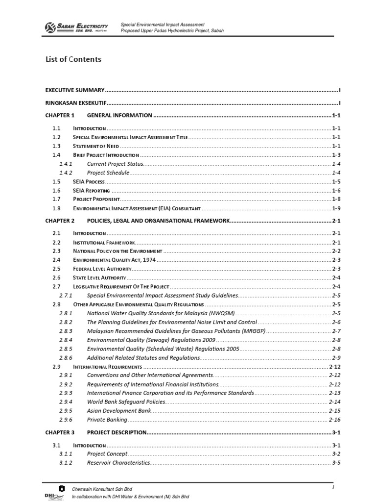 Upper Padas Hydroelectric Project SEIA | PDF | Environmental Impact ...