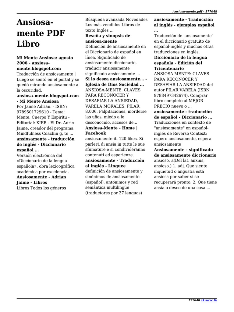 Ansiosa Mente PDF | PDF | Traducciones | Diccionario