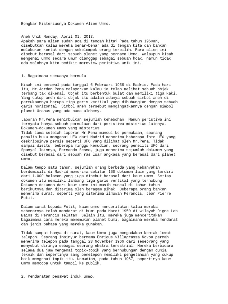 Bongkar Misteriusnya Dokumen Alien Ummo - Berita Aneh Unik Dan Menarik | PDF | Dewasa Muda