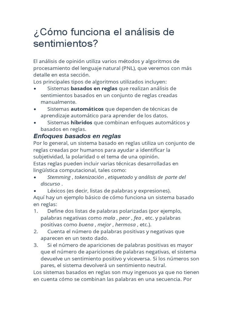 Cómo Funciona El Análisis de Sentimientos | PDF | Algoritmos ...