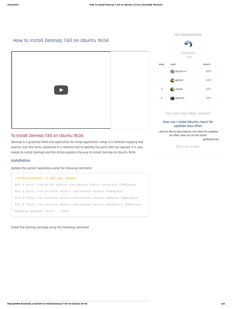 How To Install Zenmap 7.60 On Ubuntu 18.04 - LinuxHelp Tutorials PDF ...