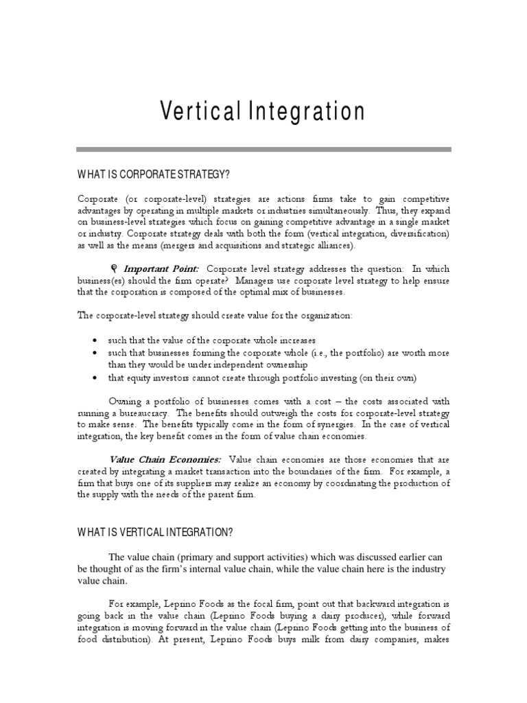 Advantages of Vertical Integration | PDF | Strategic Management ...
