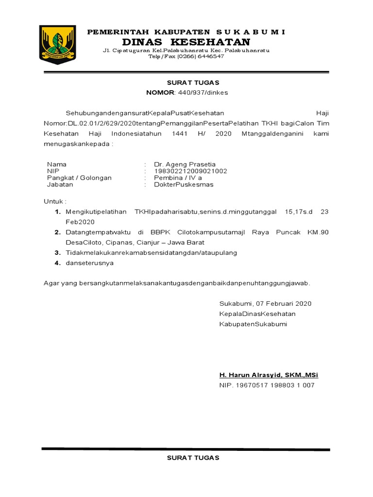 Surat Tugas TKHI | PDF