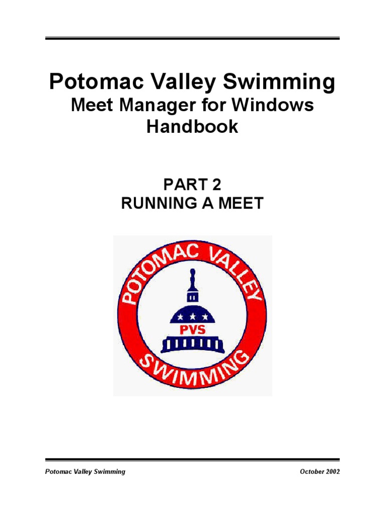 Potomac Valley Swimming: Meet Manager For Windows Handbook | PDF ...
