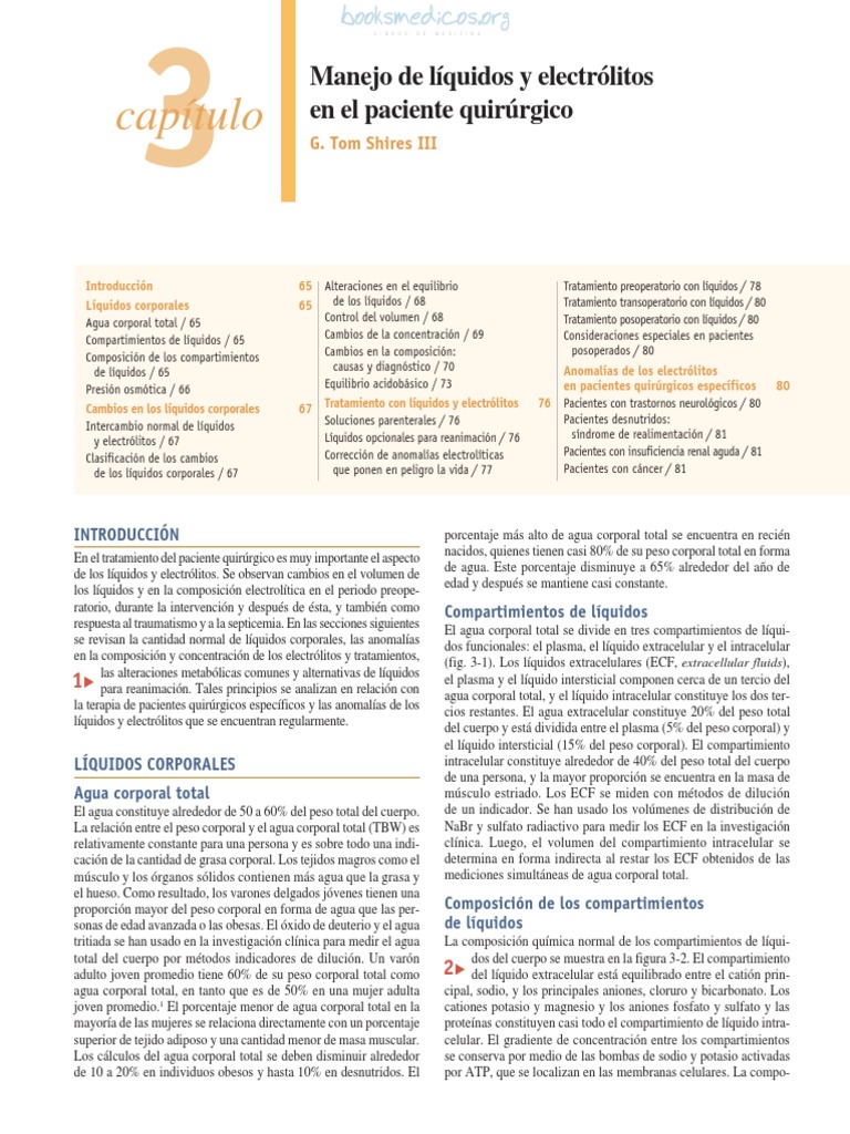 Manejo de Liquidos y Electrolitos en El Paciente Quirurgico - Schwartz | PDF | Sodio | Potasio