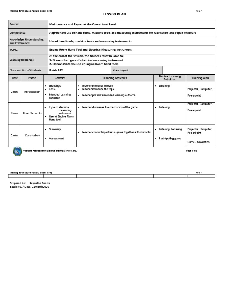 Lesson Plan Game | PDF | Lesson Plan | Teachers
