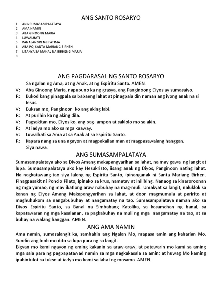 Ang Pagdarasal NG Santo Rosaryo | PDF