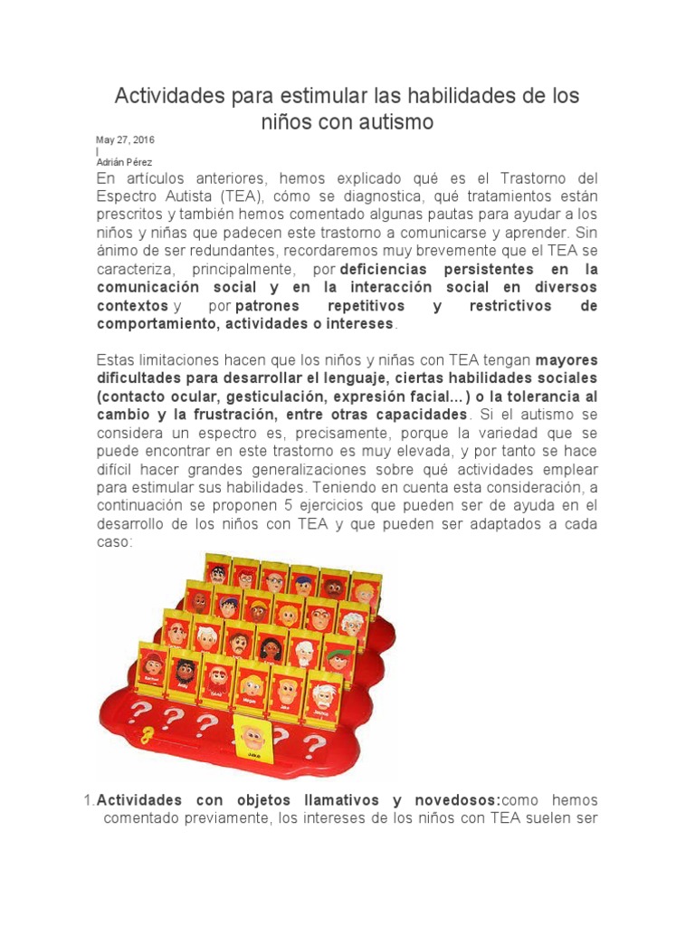 Actividades para niños con autismo | PDF | Espectro autista | Neurociencia