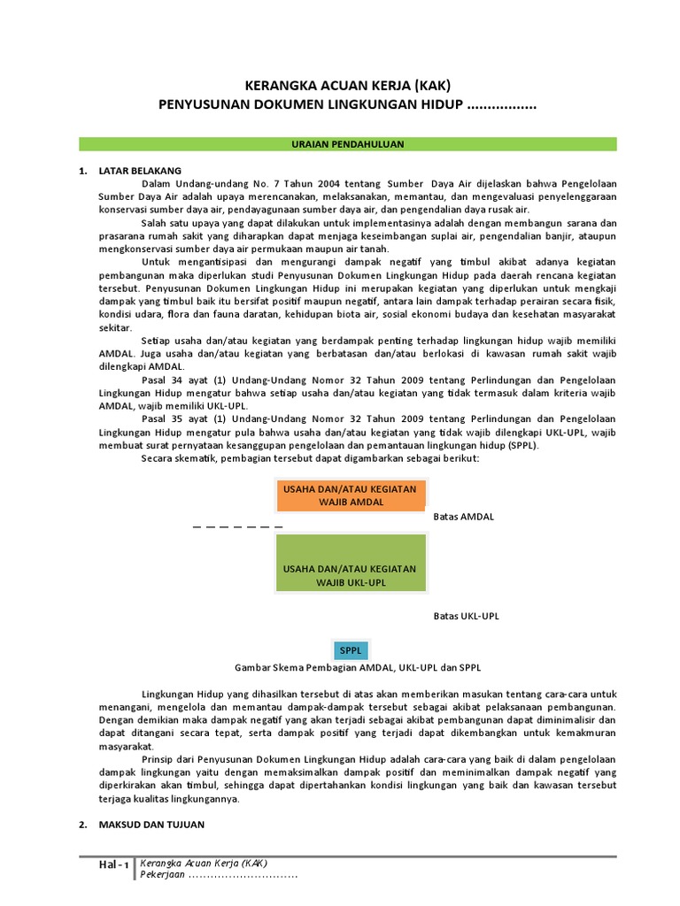 Kak - Penyusunan Dokumen Lingkungan Hidup | PDF