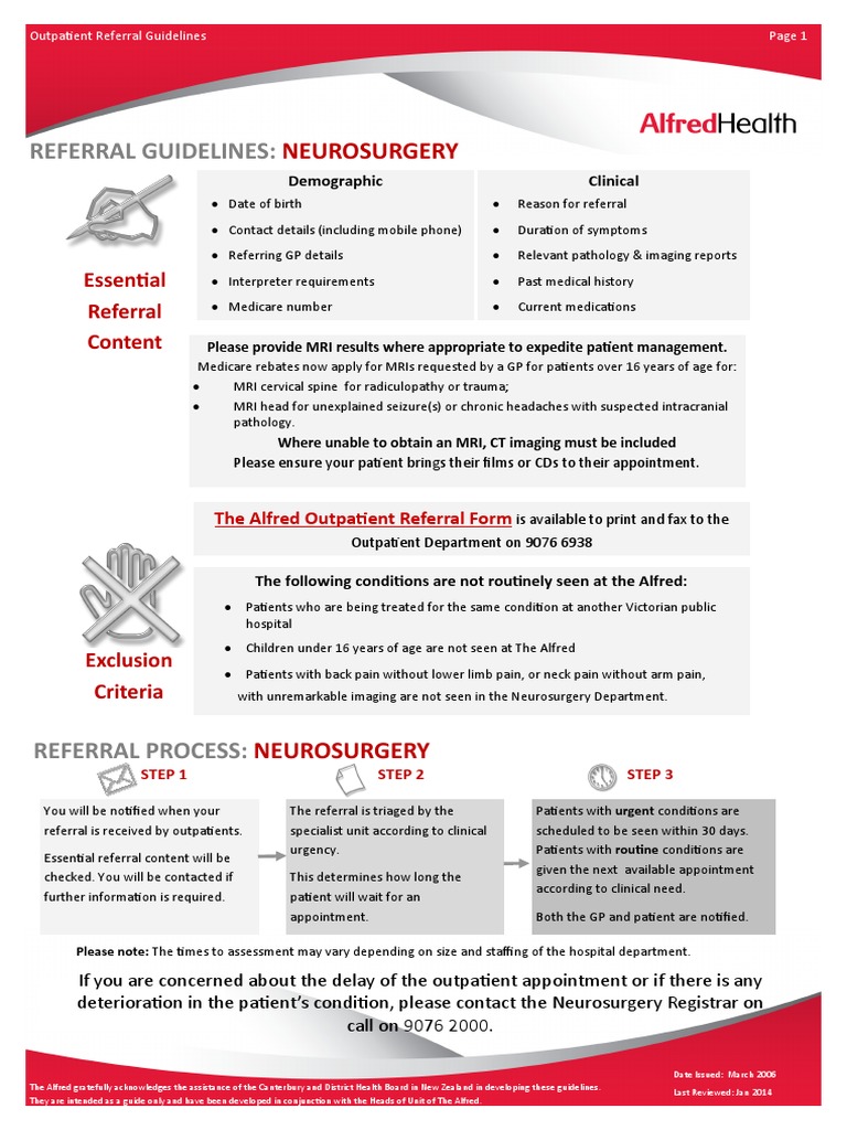Neurosurgery Referral Guidelines PDF | PDF | Back Pain | Low Back Pain