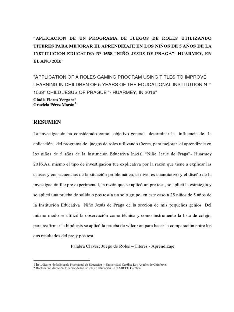 Articulo Cientifico - Gladis Flores Vergara | PDF | Aprendizaje ...