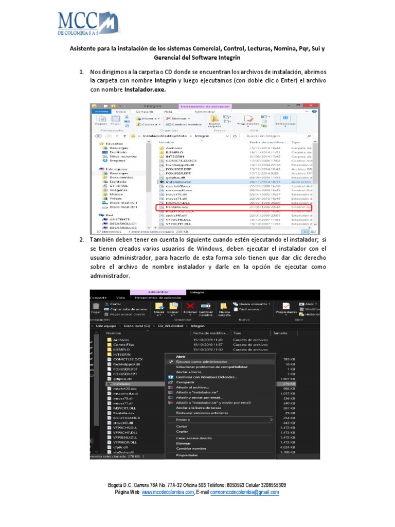 Instructivo de Instalacion Software Integrin PDF | PDF | Archivo de ...