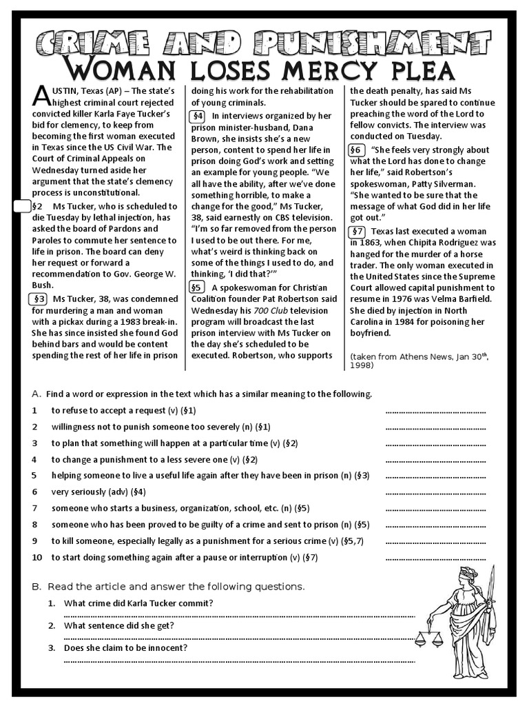 Crime and Punishment The Death Penalty Conversation Topics Dialogs ...