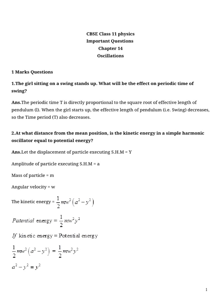Chapter 14 Oscillations | PDF | Pendulum | Acceleration