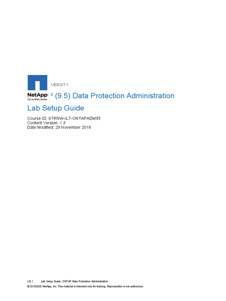 ONTAP (9.5) Cluster Administration - Lab Setup Guide - v1 - 3 | PDF | Computer Cluster ...