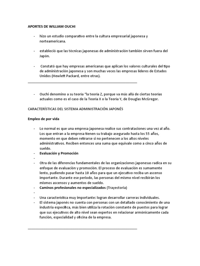 Aportes de William Ouchi y la Teoría Z | PDF | Calidad (comercial) | Japón