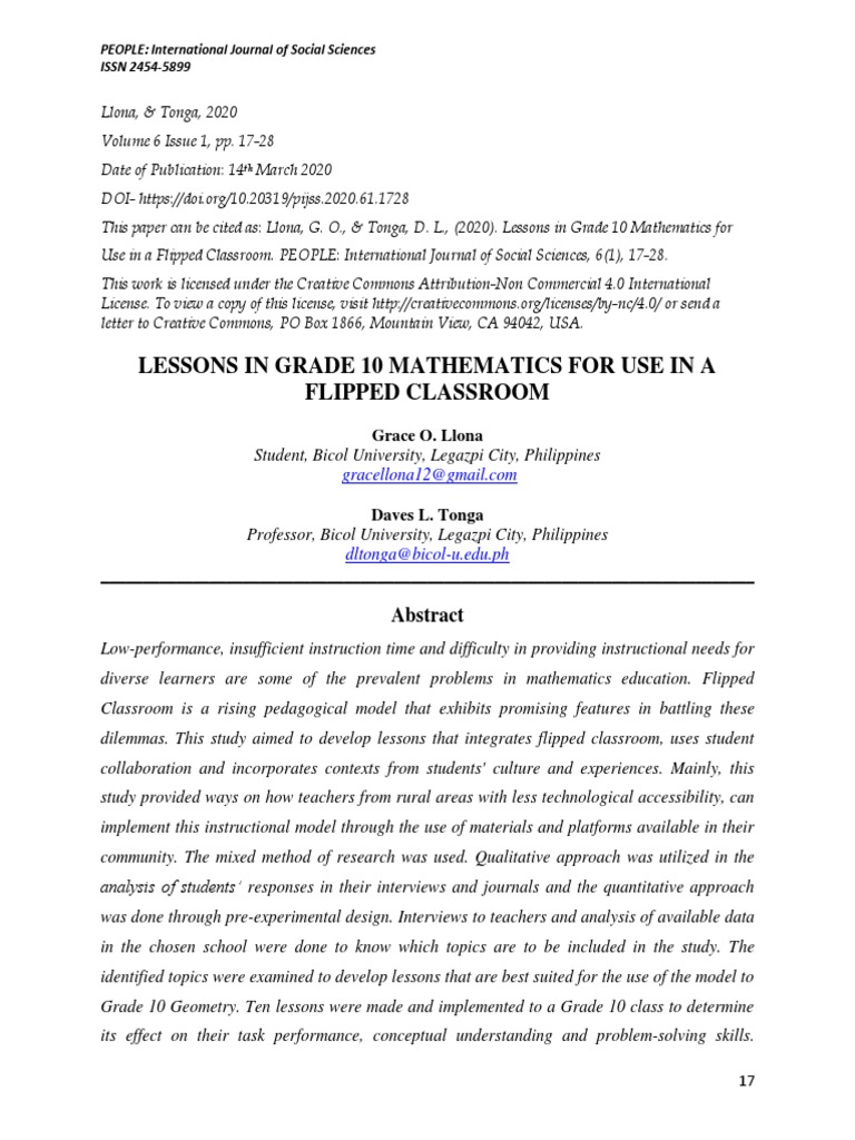 Lessons in Grade 10 Mathematics For Use in A Flipped Classroom | PDF ...