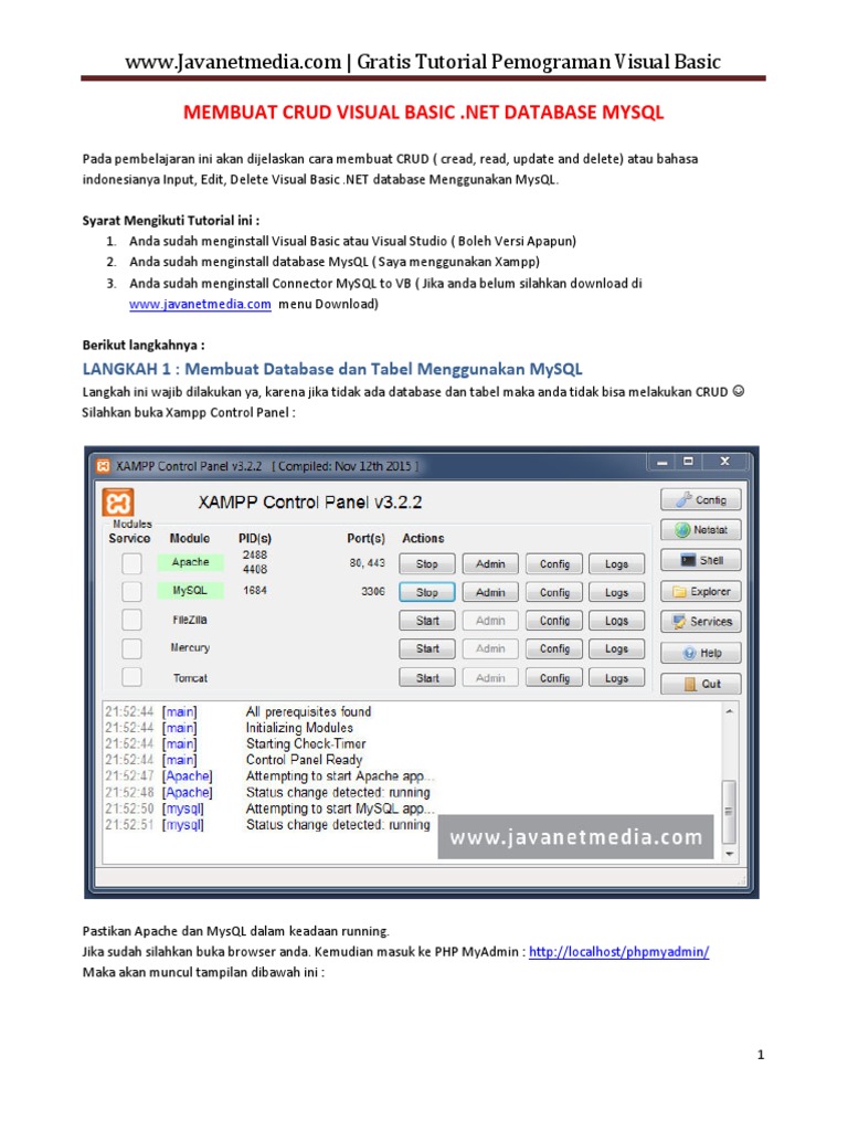 Tutorial Crud Visual Basic .Net Database | PDF | Metode & Bahan Ajar | Komputer