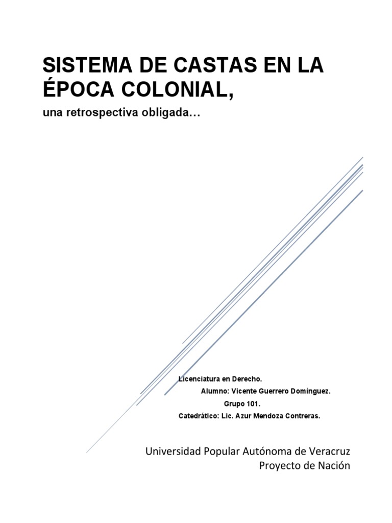 Sistema de Castas en La Época Colonial | PDF | Nueva españa | España