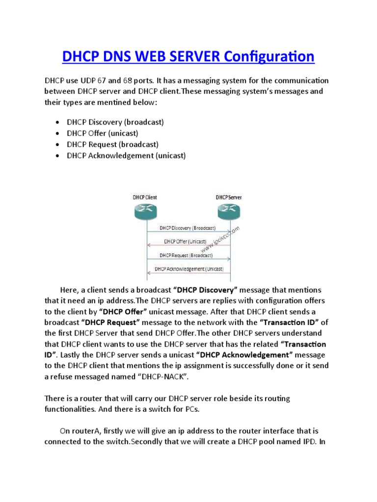 DHCP DNS WEB SERVER Configuration | PDF | Ip Address | Router (Computing)