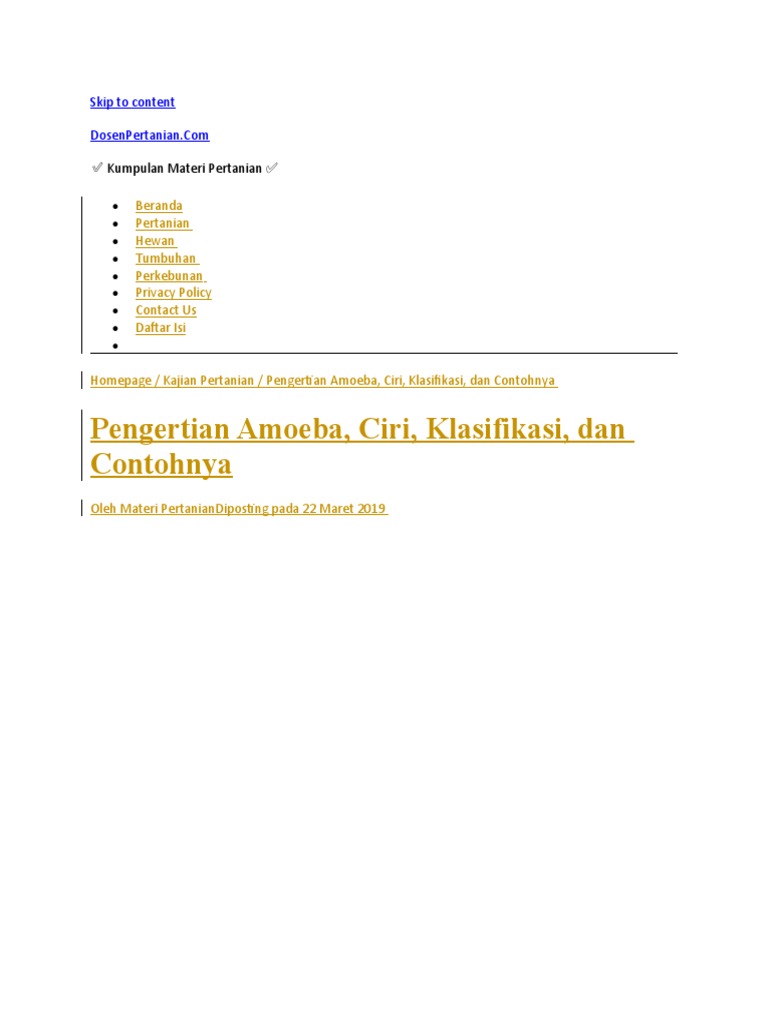 Pengertian dan Klasifikasi Amoeba | PDF | Griya & Taman | Kesehatan ...