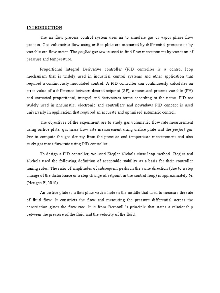 Lab Report Full Air Flow Process Control | PDF | Control Theory | Ph