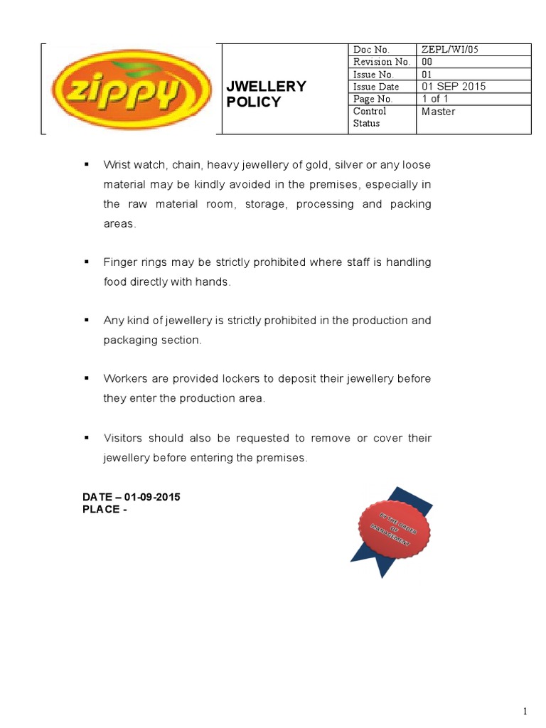 JWELLERY POLICYdocx | PDF