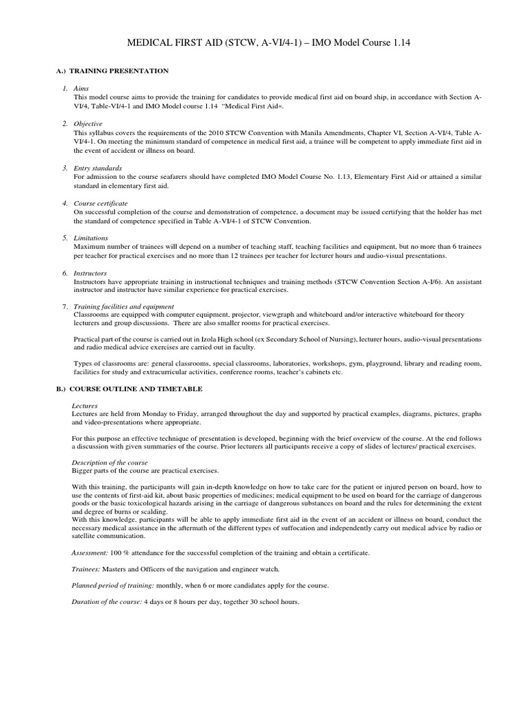 MFA - Course Outline and Training Syllabus | PDF | First Aid | Spinal ...