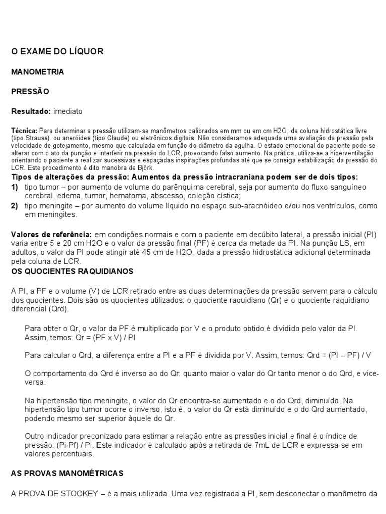 LCR | PDF | Líquido cefalorraquidiano | Inflamação