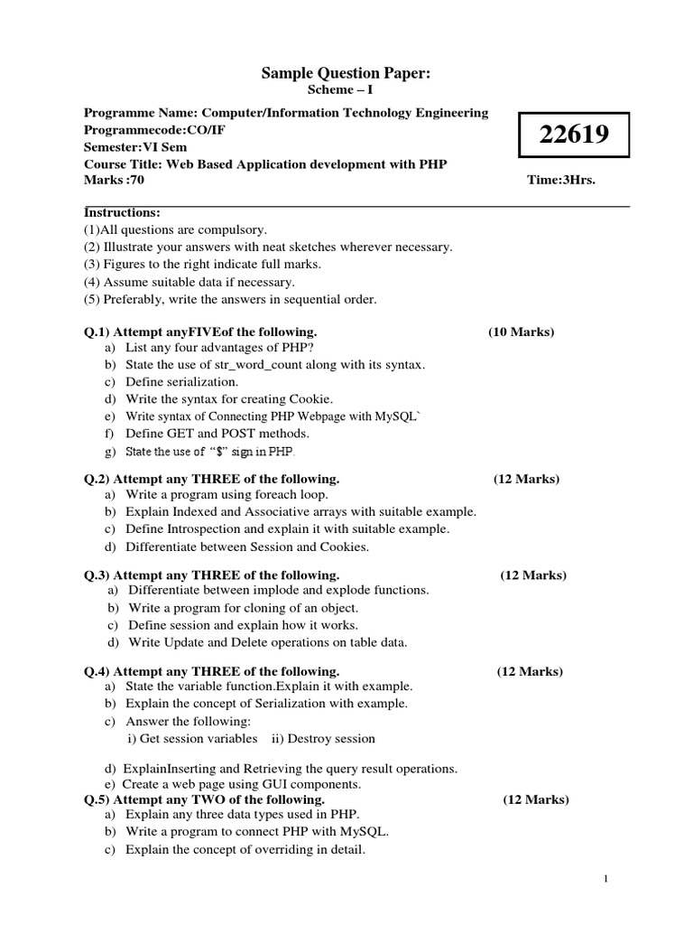 22619-Sample-Question-Paper (Msbte Study Resources) | PDF | Php | Http Cookie