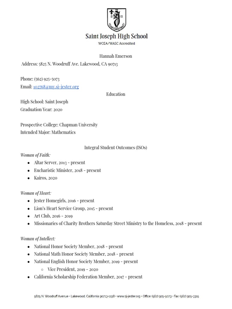 Hannah Emerson Resume | PDF