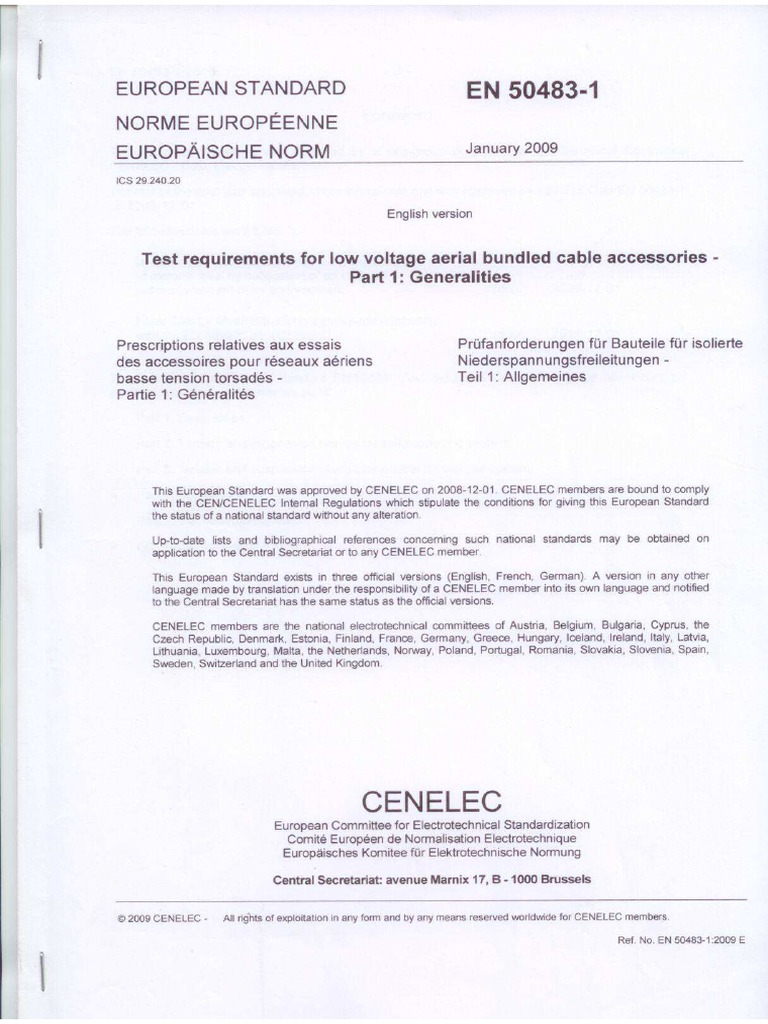 En 50483-1 - 2009 | PDF