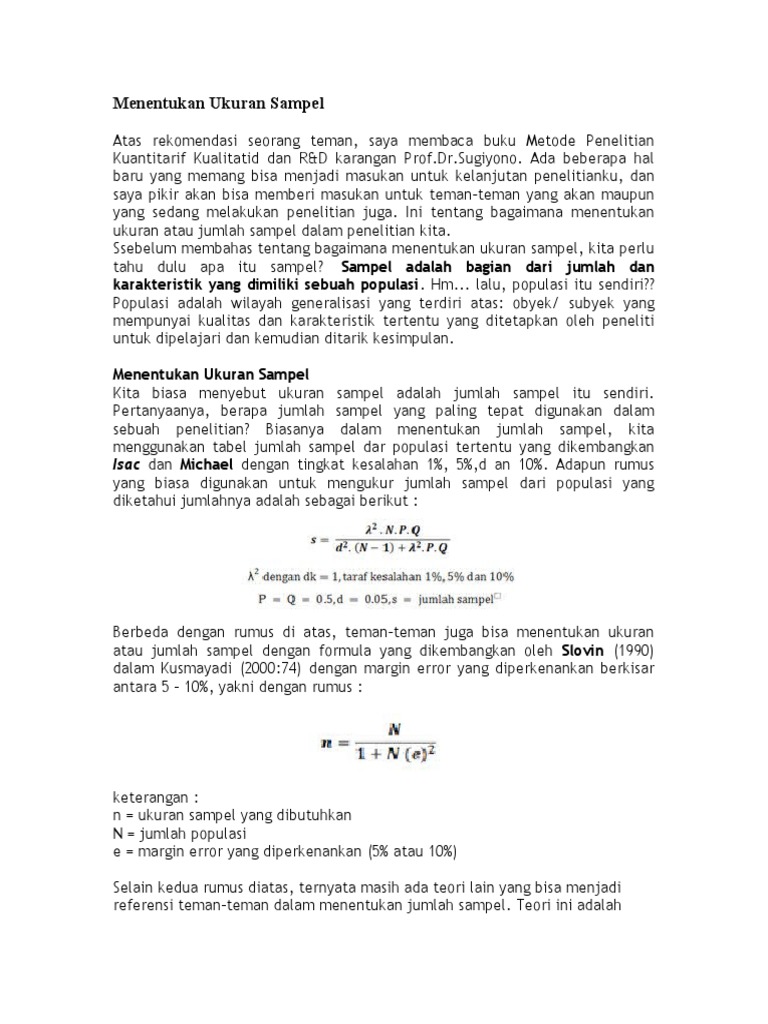 Menentukan Ukuran Sampel | PDF