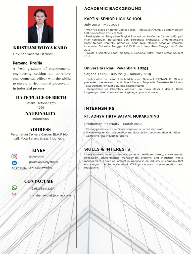 CV Kristiani Widya Karo | PDF