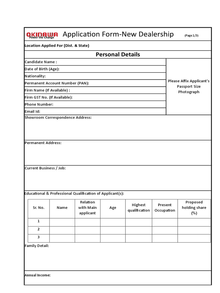 New Dealership Application Form | PDF | Payments | Taxes