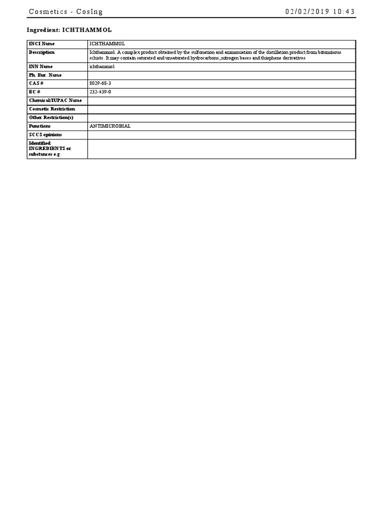 COSING Ingredient PDF | PDF