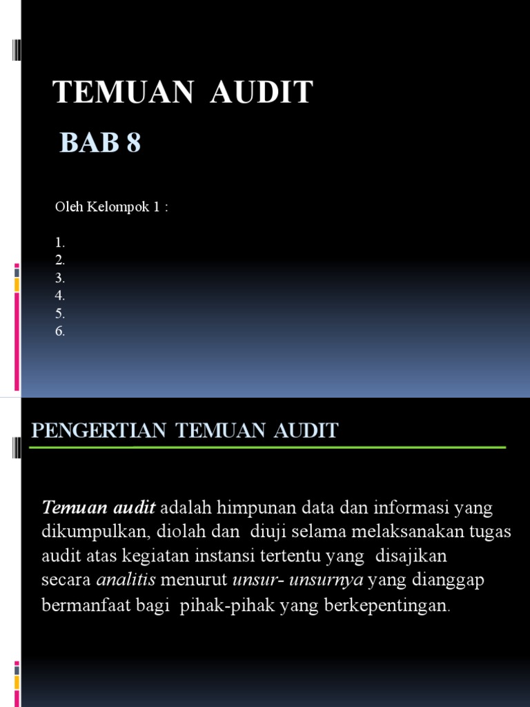 Bab 8 Temuan Audit | PDF