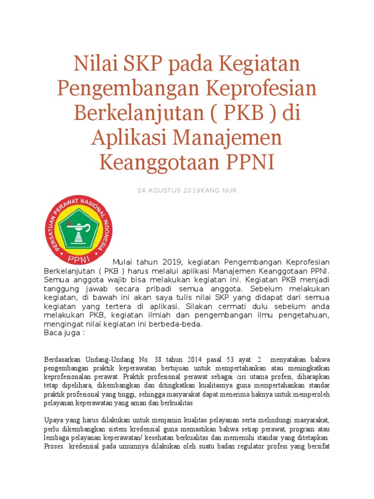 Nilai SKP Pada Kegiatan Pengembangan Keprofesian Berkelanjutan | PDF | Karier & Perkembangan