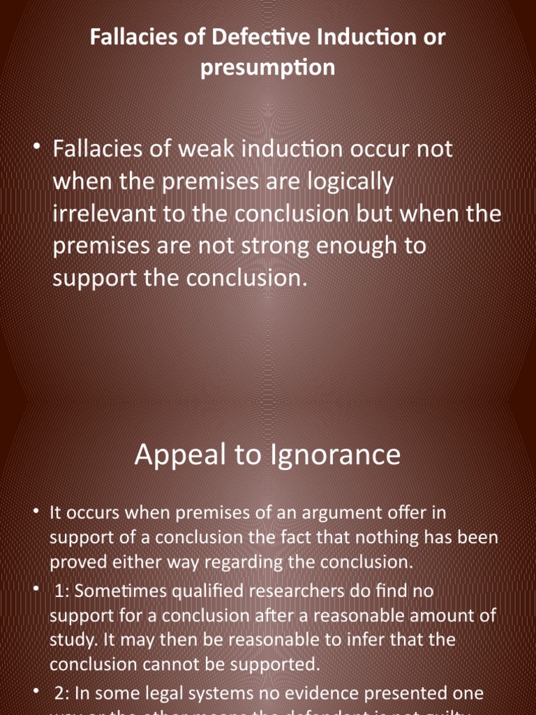 Fallacies of Defective Induction.pptx | Inductive Reasoning | Fallacy