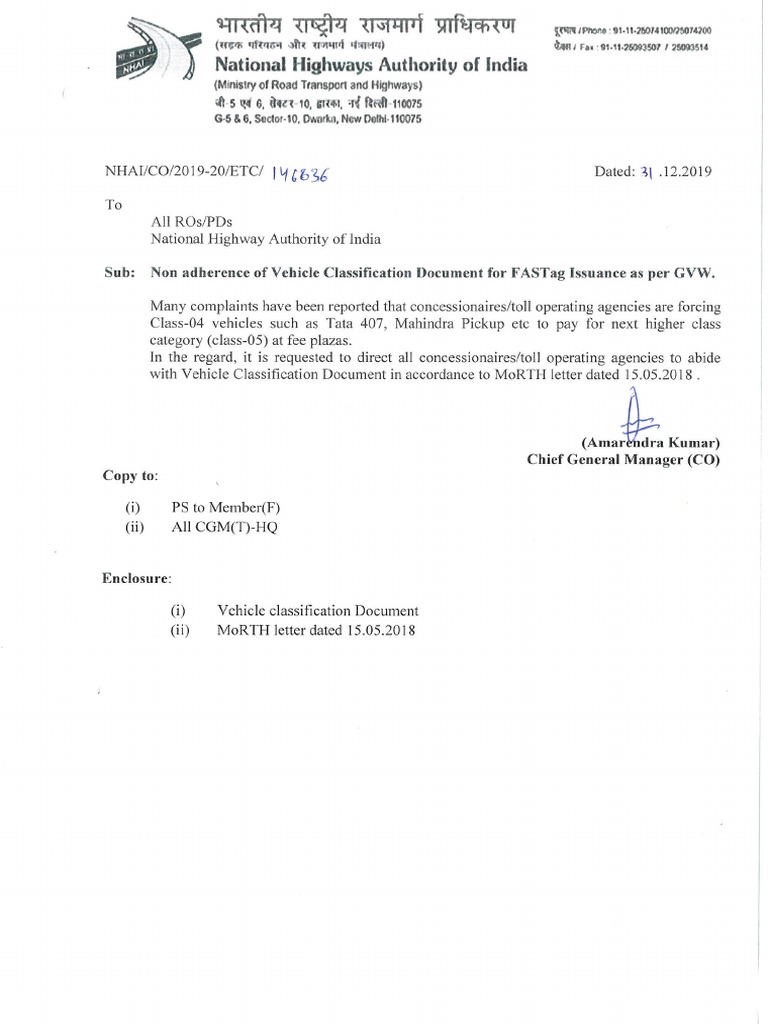 Reg Fastag As Per GVW | PDF